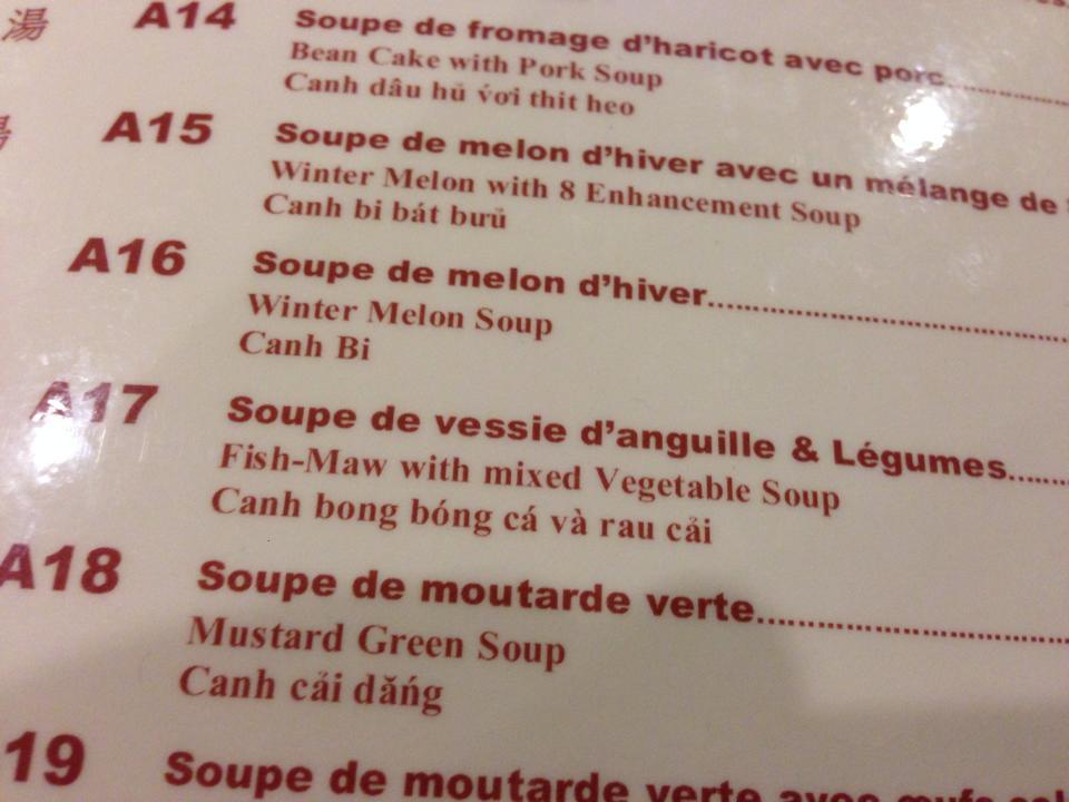 Menu at Restaurant Vip, Montréal, Rue Clark