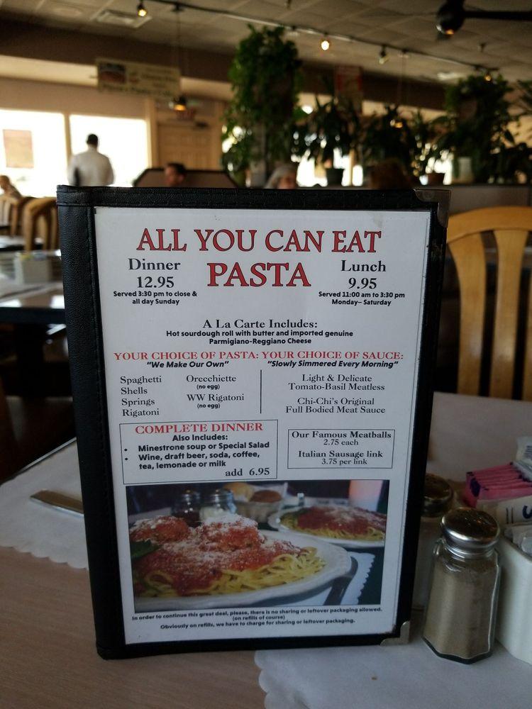 Menu at Chi-Chi's Pizza pizzeria, Simi Valley