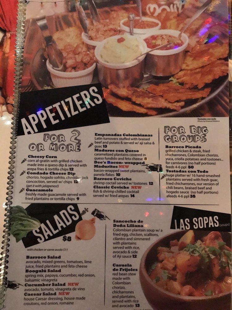 Menu at Barroco, Cleveland, Larchmere Blvd