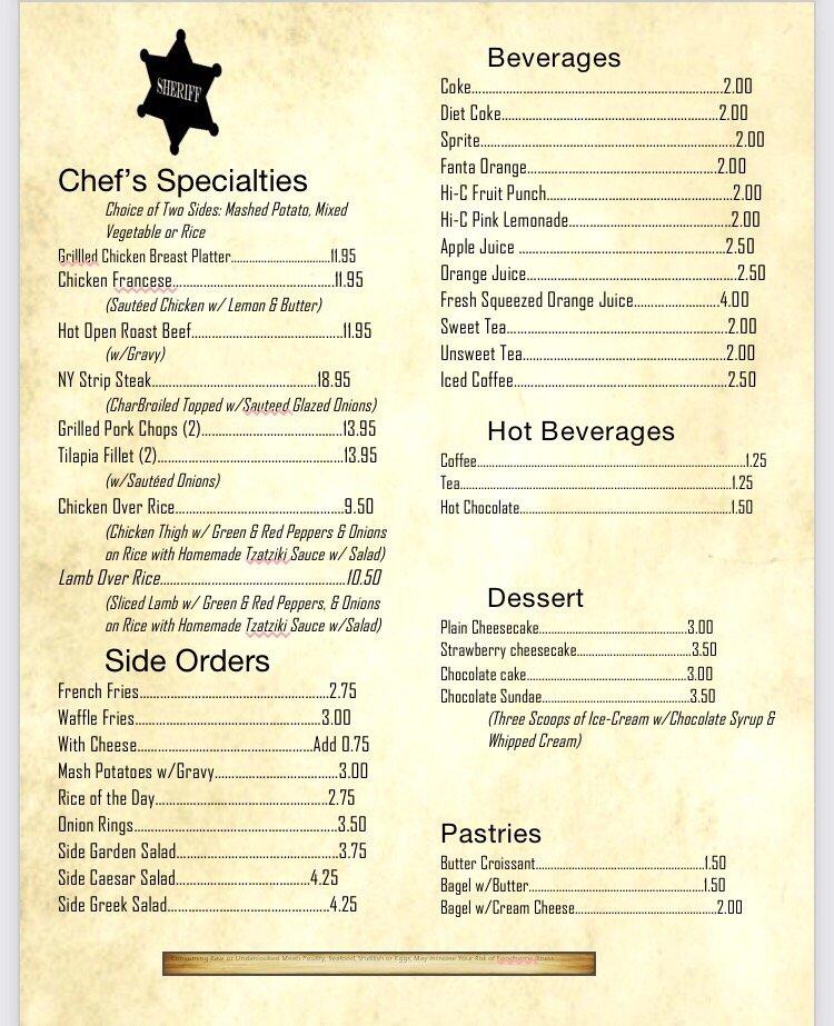 Menu at New York Diner restaurant, Charlotte
