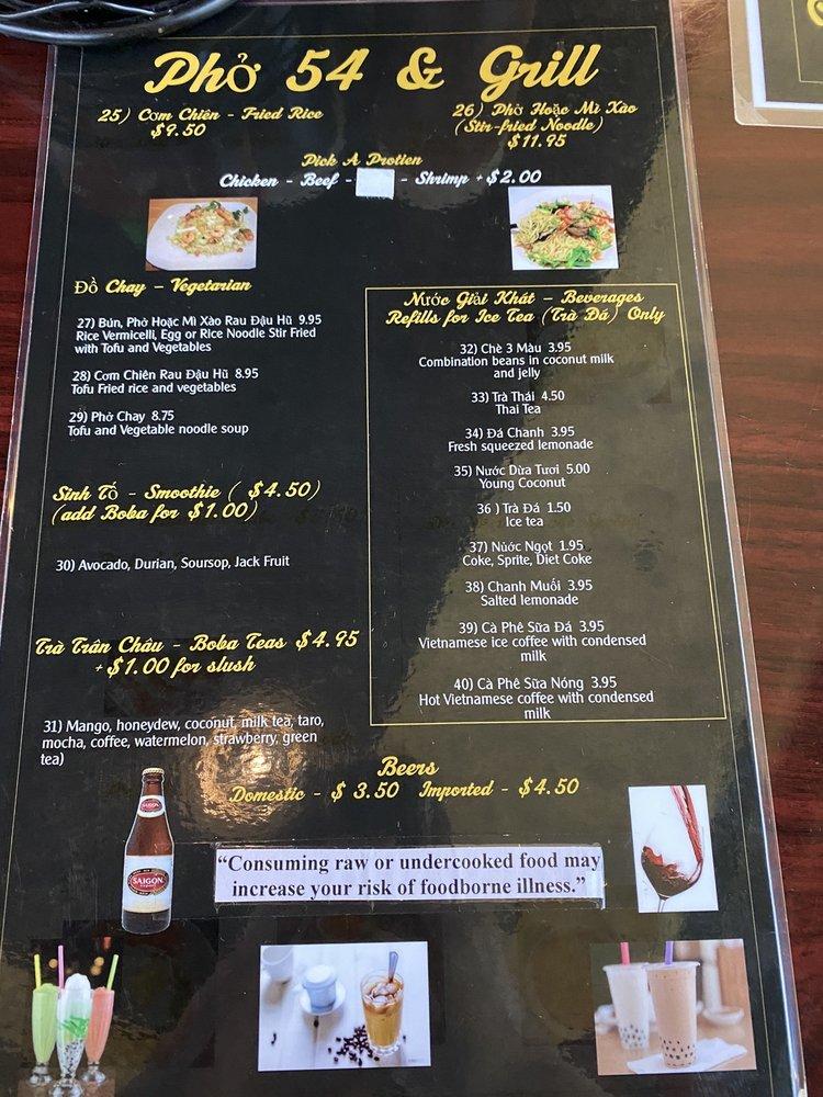Menu at Pho 54 & Grill restaurant, Oviedo, Alafaya Trail #160