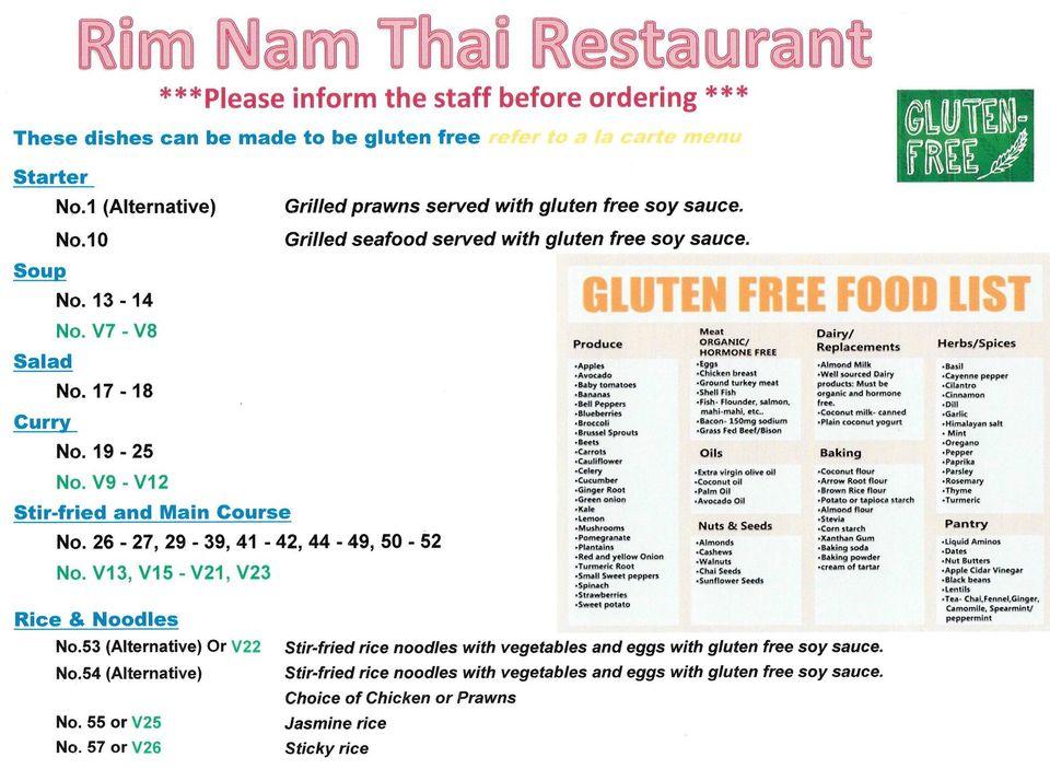 Menu at Rim Nam Thai Restaurant, Hebden Bridge