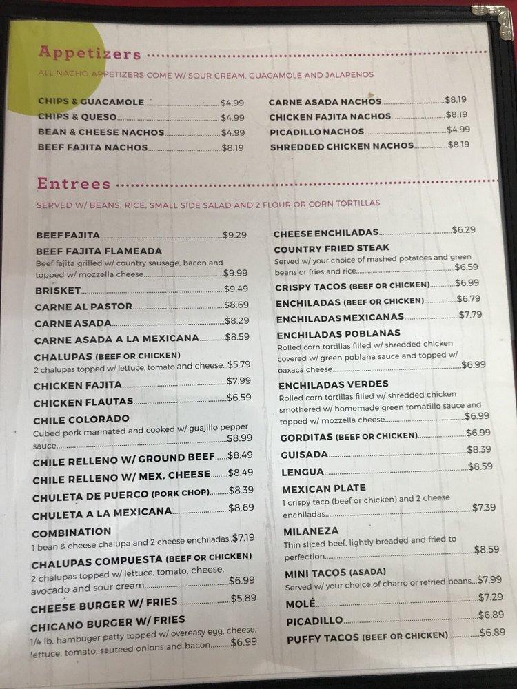 Menu at Taco La Gardenia restaurant, San Antonio, N Pine St