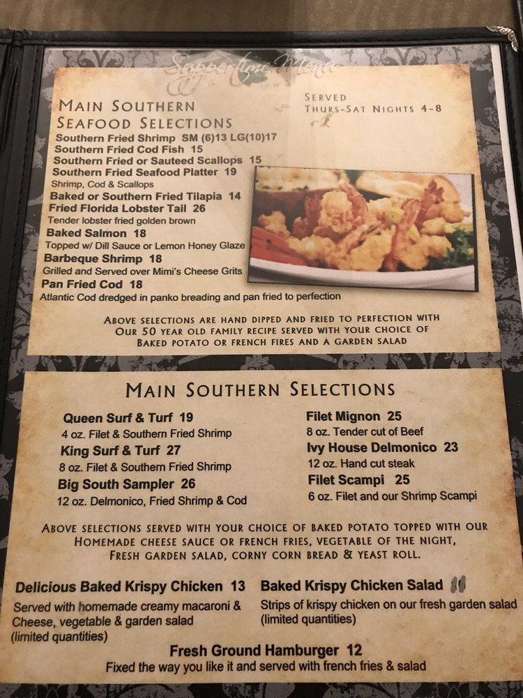 Menu at The Ivy House Restaurant, Williston
