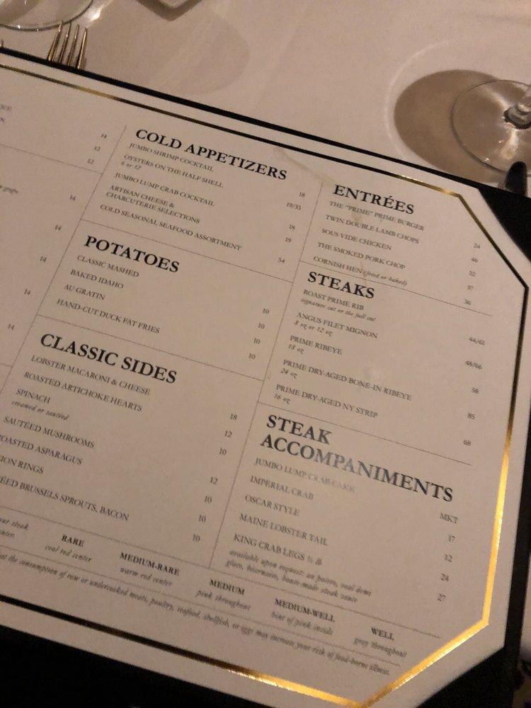 Menu at The Prime Rib at Live! Casino & Hotel steakhouse, Hanover ...