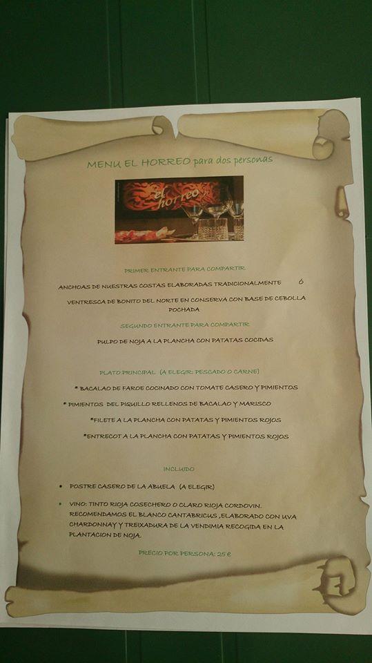 Carta del restaurante El Hórreo - Noja, Noja