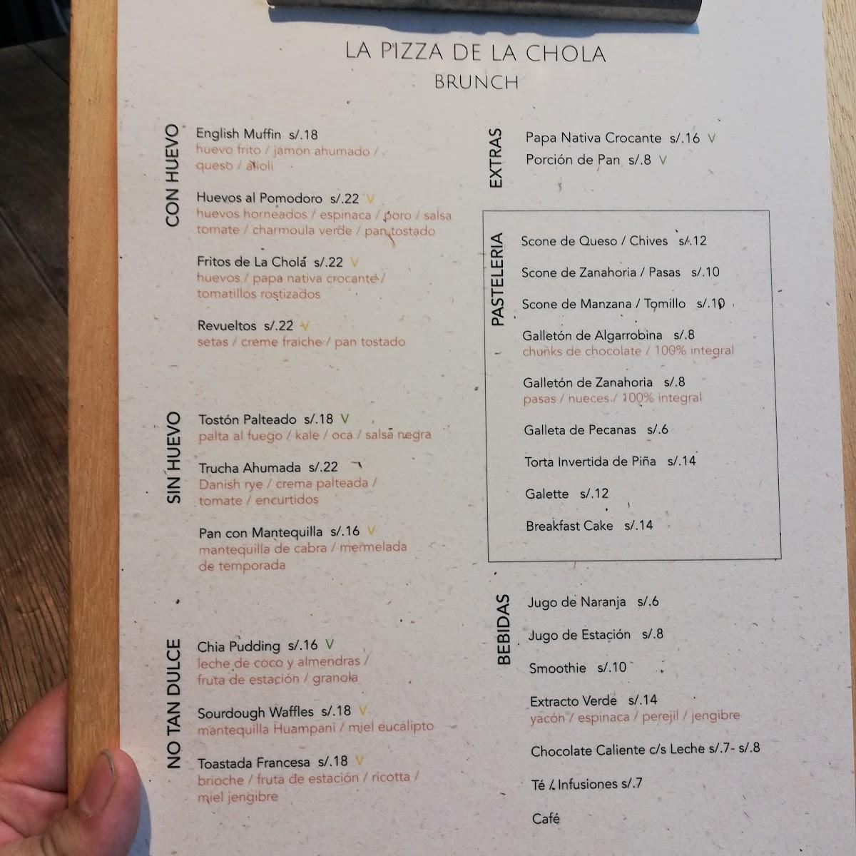 Carta del restaurante El Pan del La Chola Pizza, Miraflores, La Mar 918