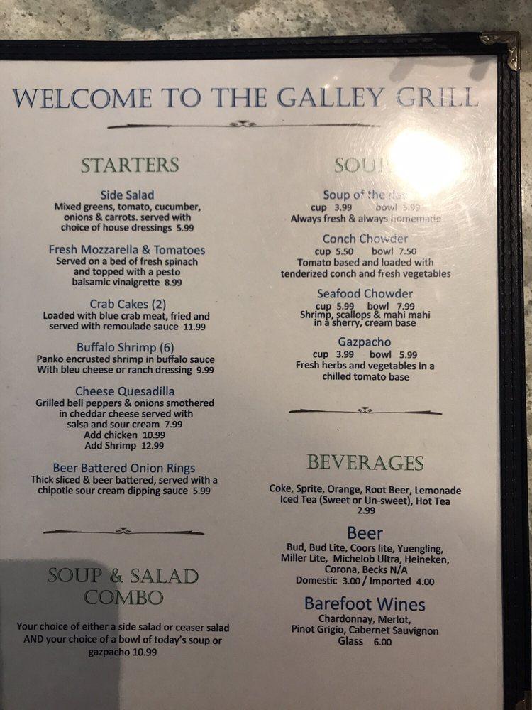 Menu at Galley Grill cafe, Summerland Key, Overseas Hwy