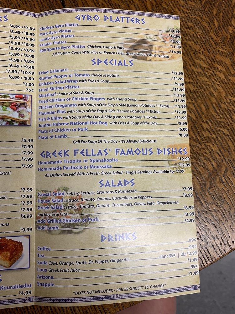 Menu at Greek Fellas pizzeria, New York City