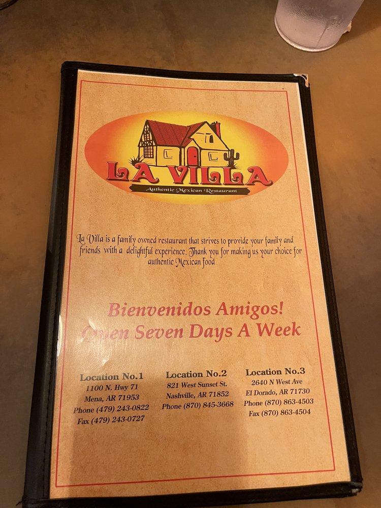 Menu at La Villa Mexican Restaurant, Mena