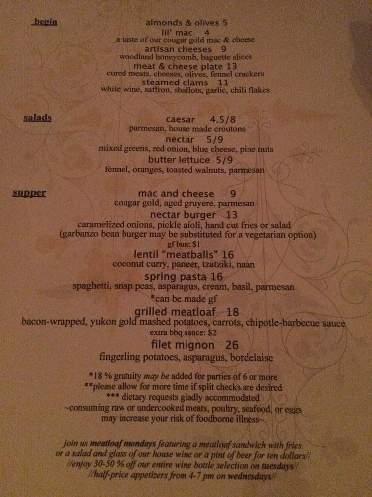 Menu at Nectar Restaurant & Wine, Moscow