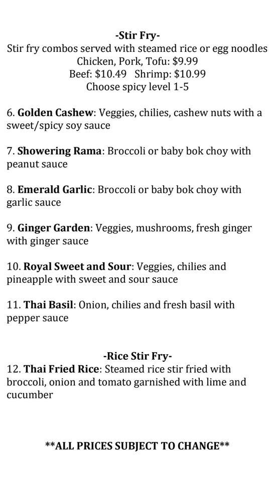 Menu at Noodle Zone/ Thai Go-Pho' restaurant, Pasco