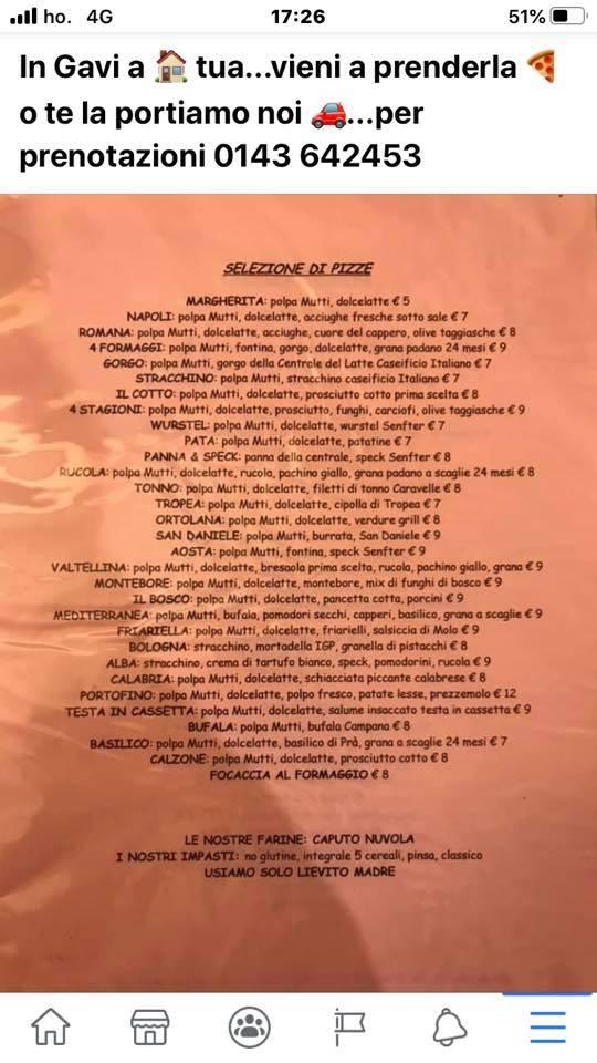 Speisekarte von Pizzeria ristorante "In Gavi" Gavi, Gavi