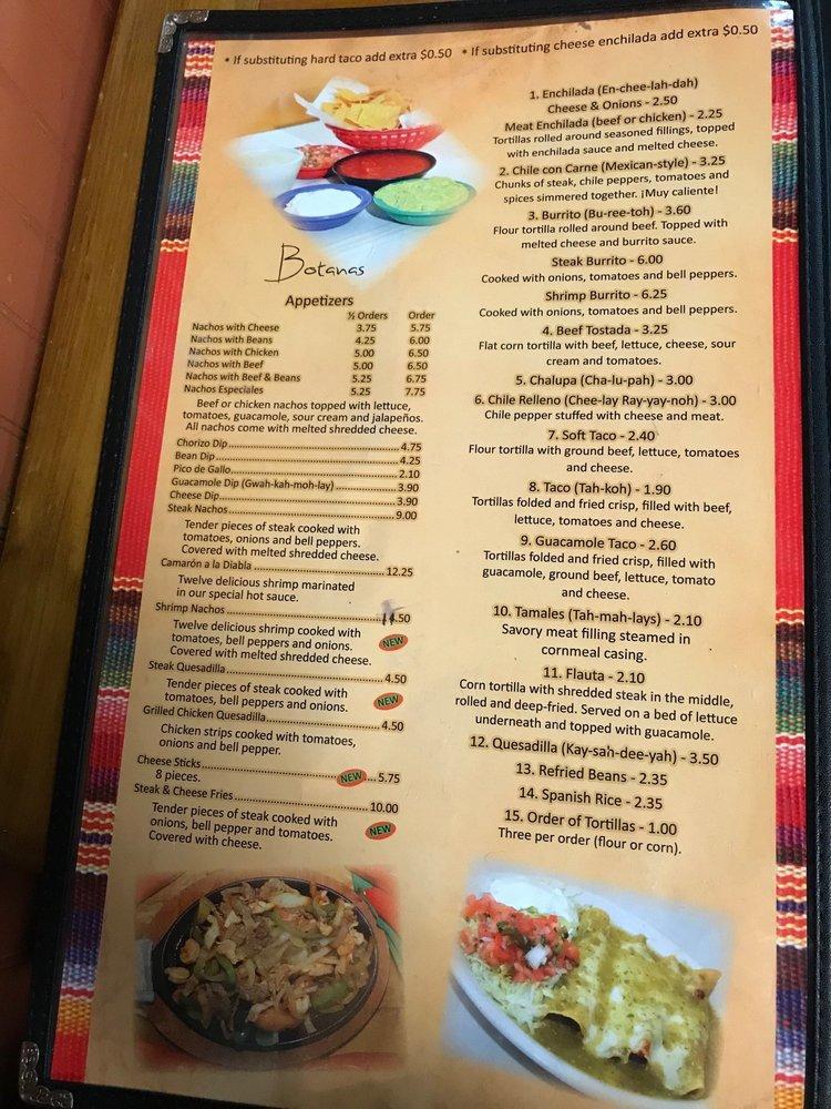 Menu at San Marcos restaurant, Montgomery, 61 N Burbank Dr