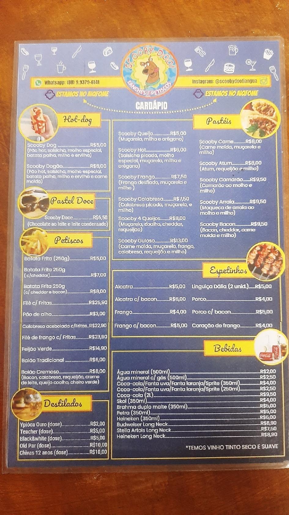 Menu em Scooby Doo Tiangua pub & Bar, Tianguá