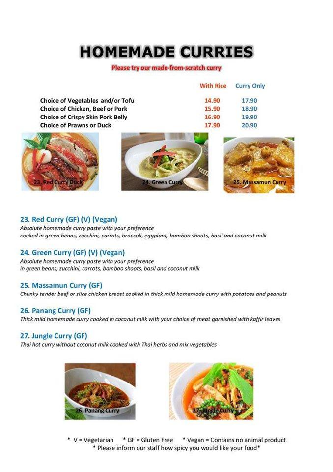 Menu at Absolute Thai Homemade Southport Gold Coast restaurant, Southport
