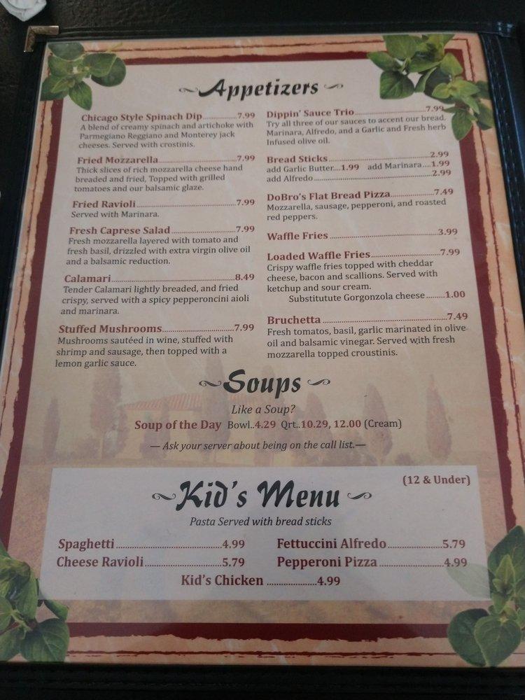 Menu at Dobro's Restaurant, DeLand