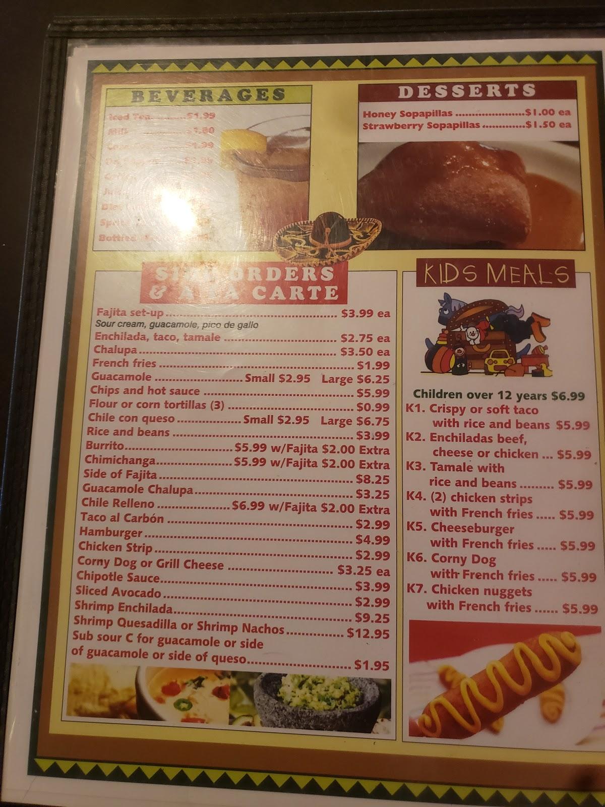Menu at El Presidente restaurant, Brownsboro