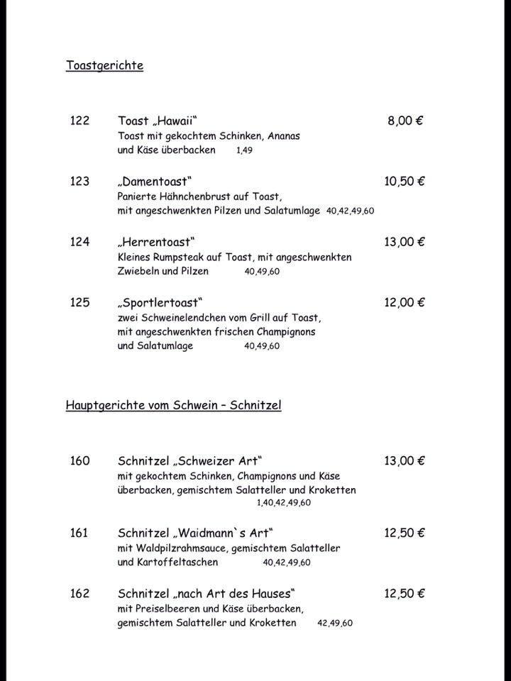 Speisekarte von Hotel Feldschlößchen restaurant, Geseke