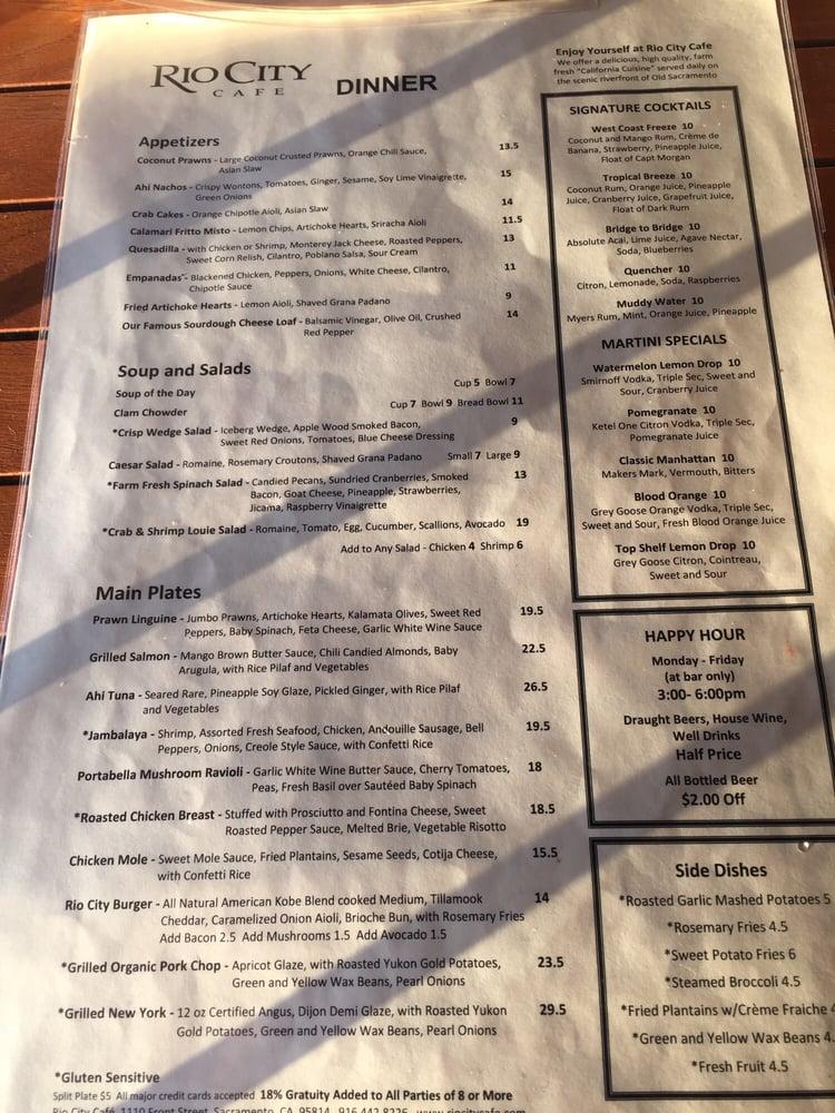 Menu at Rio City Cafe, Sacramento, Front St
