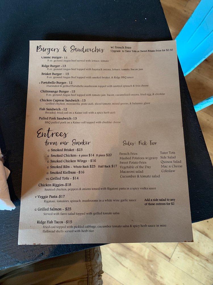 Menu at The Ridge pub & bar, Chittenango