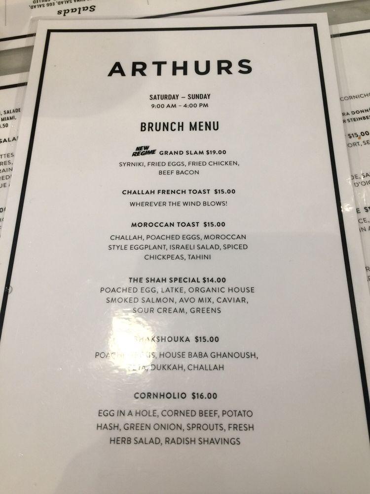 Menu at Arthurs Nosh Bar, Montreal