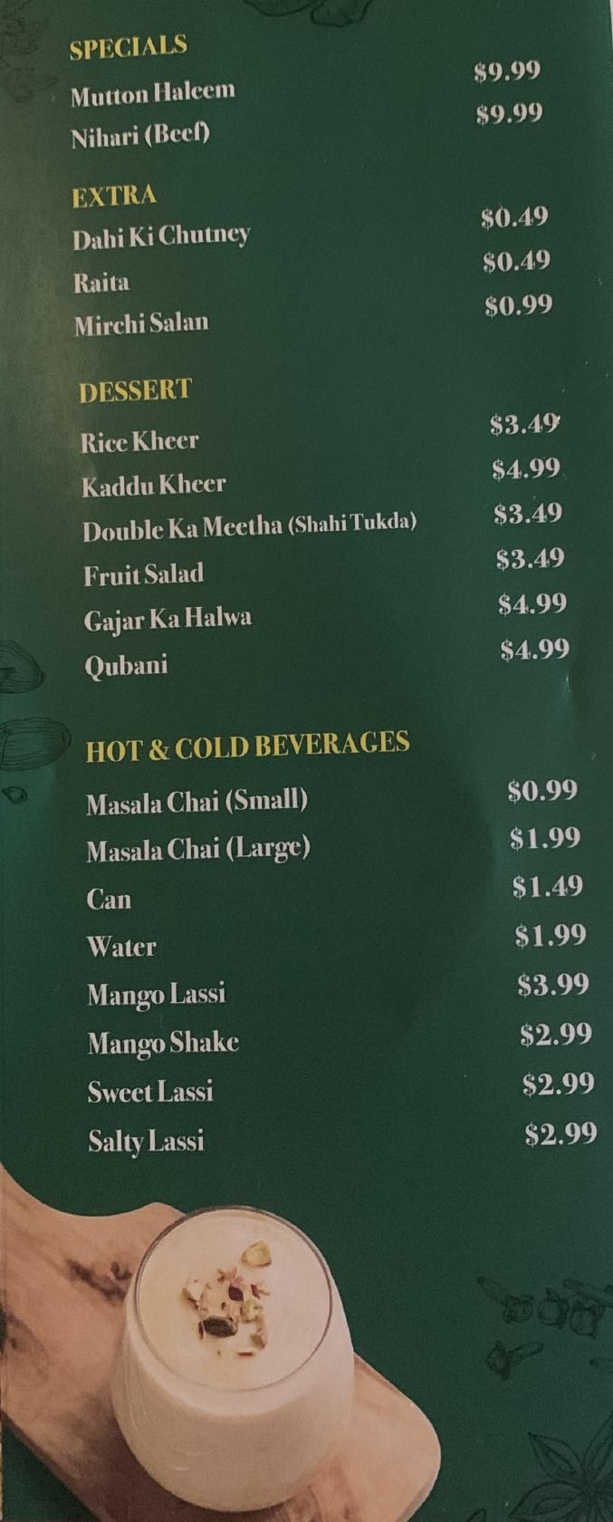 Menu at Silver Pot Halal Restaurant, Toronto