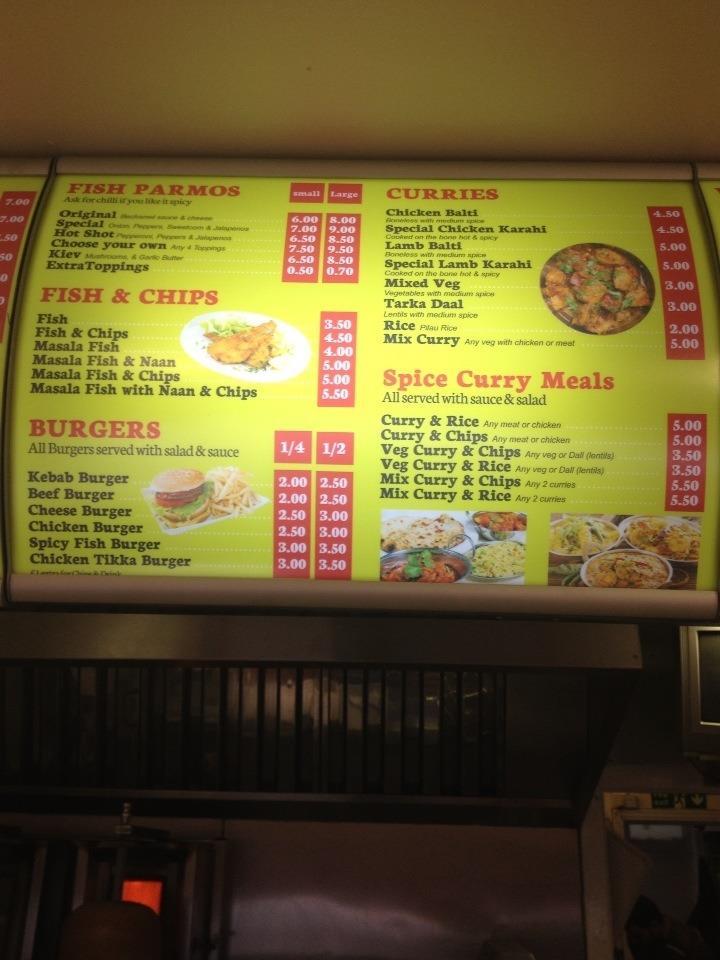 Menu at Spice Master fast food, Newcastle upon Tyne, 6 West Rd