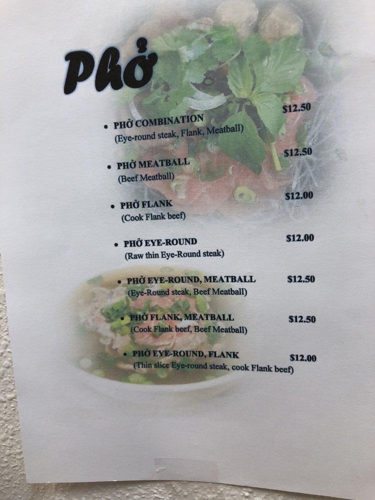 Menu at Van Vietnamese Cuisine restaurant, Hilo