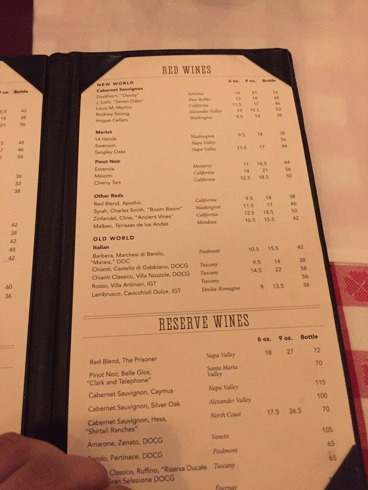 Menu at Maggiano's Little Italy pub & bar, Hackensack