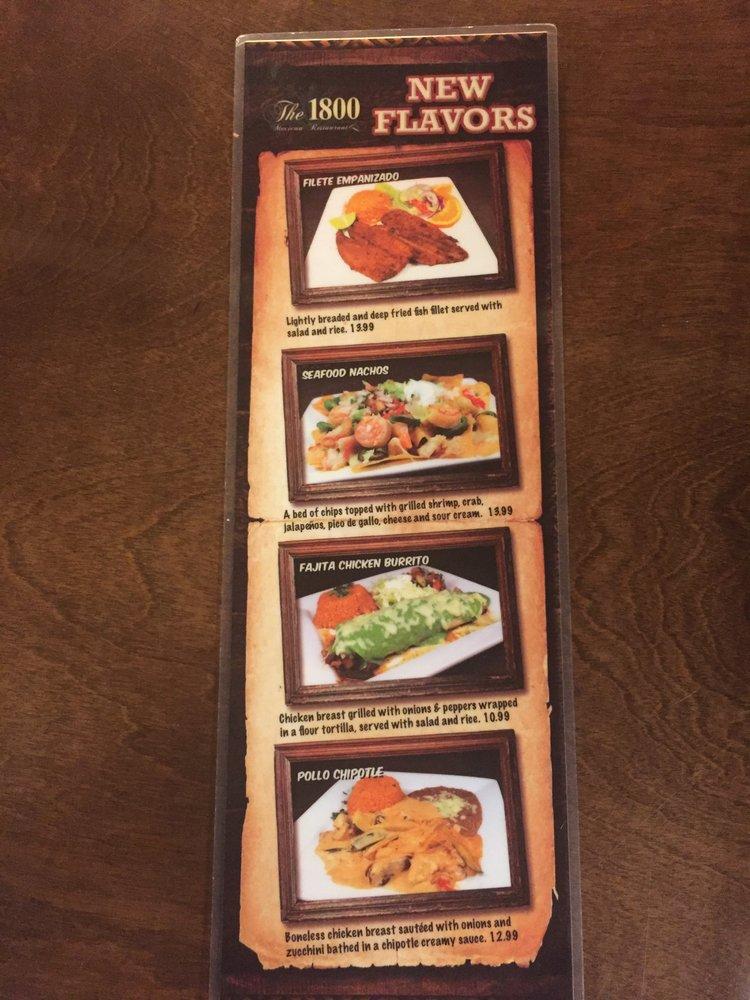 Menu at The 1800 Mexican Restaurant, Americus