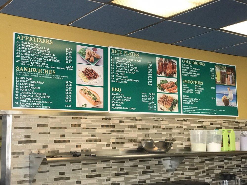 Menu at Cafe Bayon, Lynn