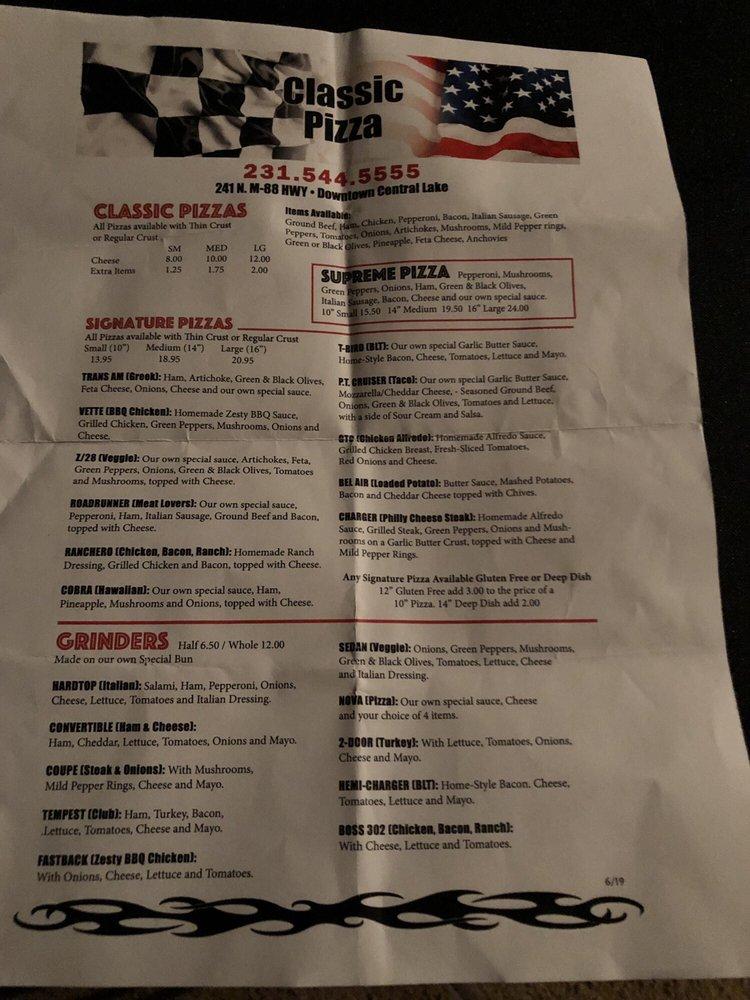 Menu at Classic Pizza pizzeria, Central Lake