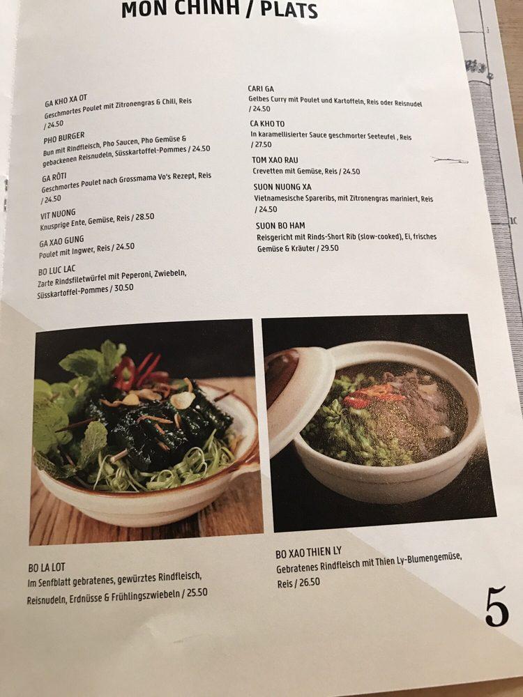 Menu da Co Chin Chin, Zurigo