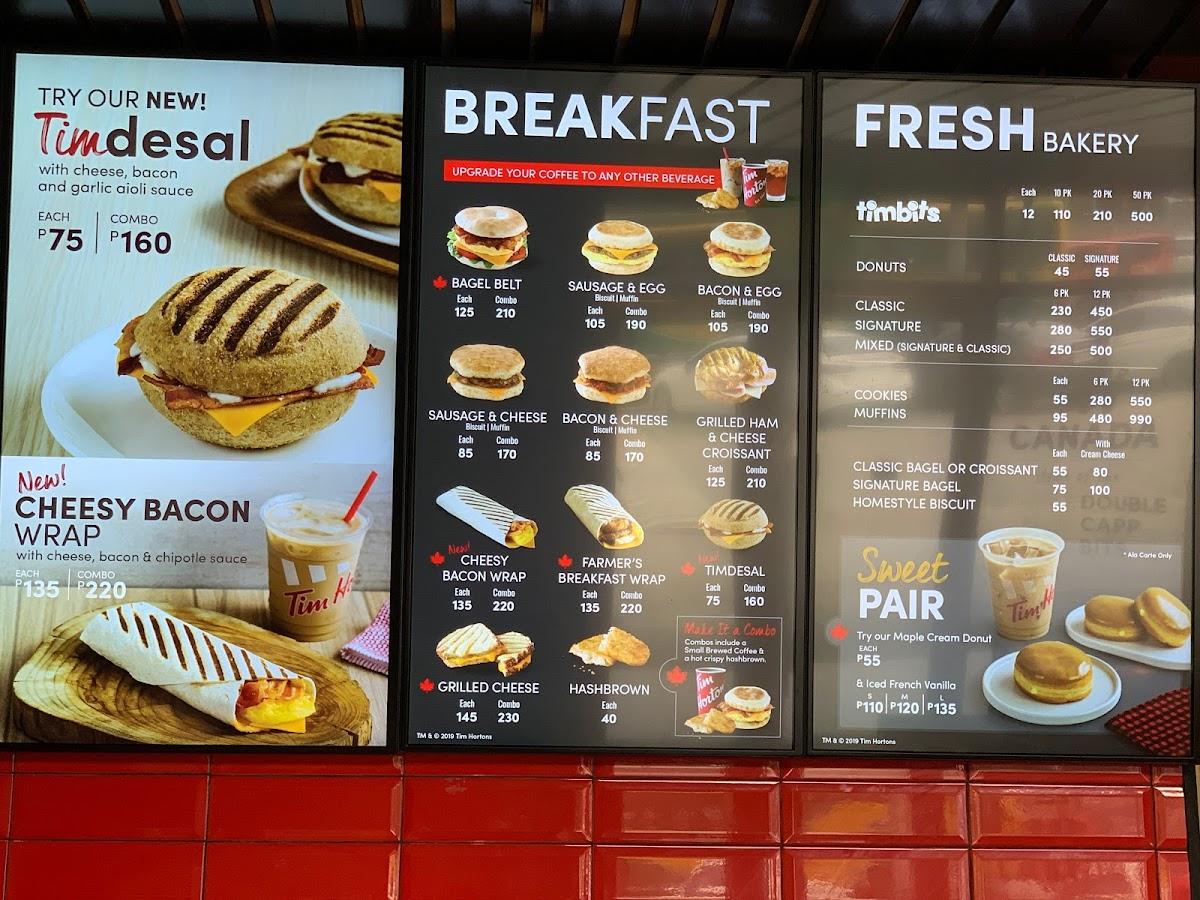 Carta del café Tim Hortons, Ciudad Quezon, J2RR+75C