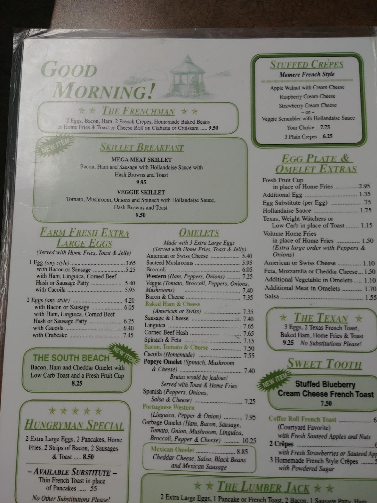 Menu at Courtyard Restaurant, Fairhaven