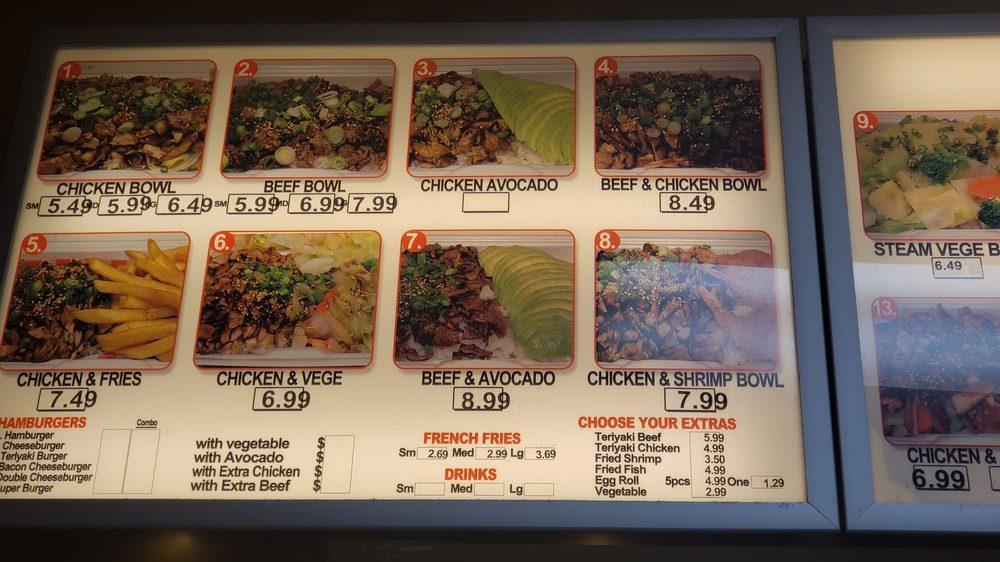 Menu at Kasai Teriyaki Bowl fast food, Lawndale