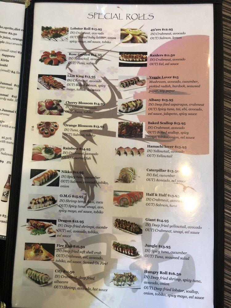 Menu at Nikko Sushi restaurant, Berkeley