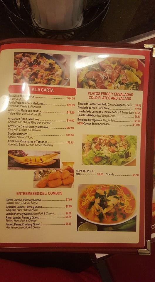 Menu at Rinconcito Dadeland Miami restaurant, Miami