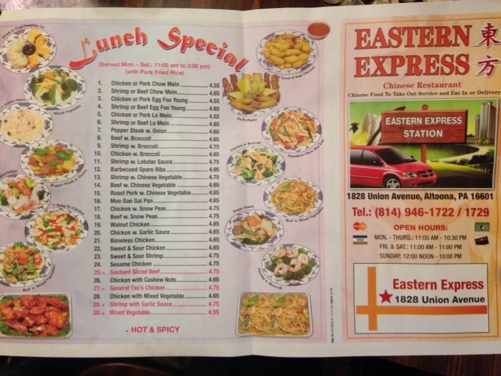 Eastern Express Menu