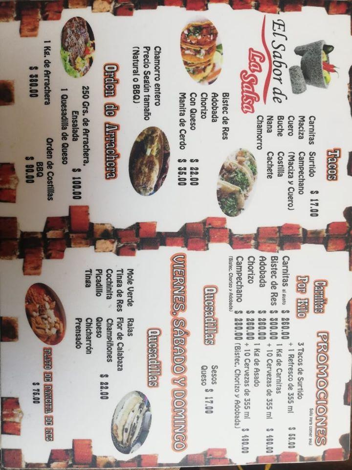 Carta del restaurante El Sabor De La Salsa, San Blas Otzacatipan, San ...