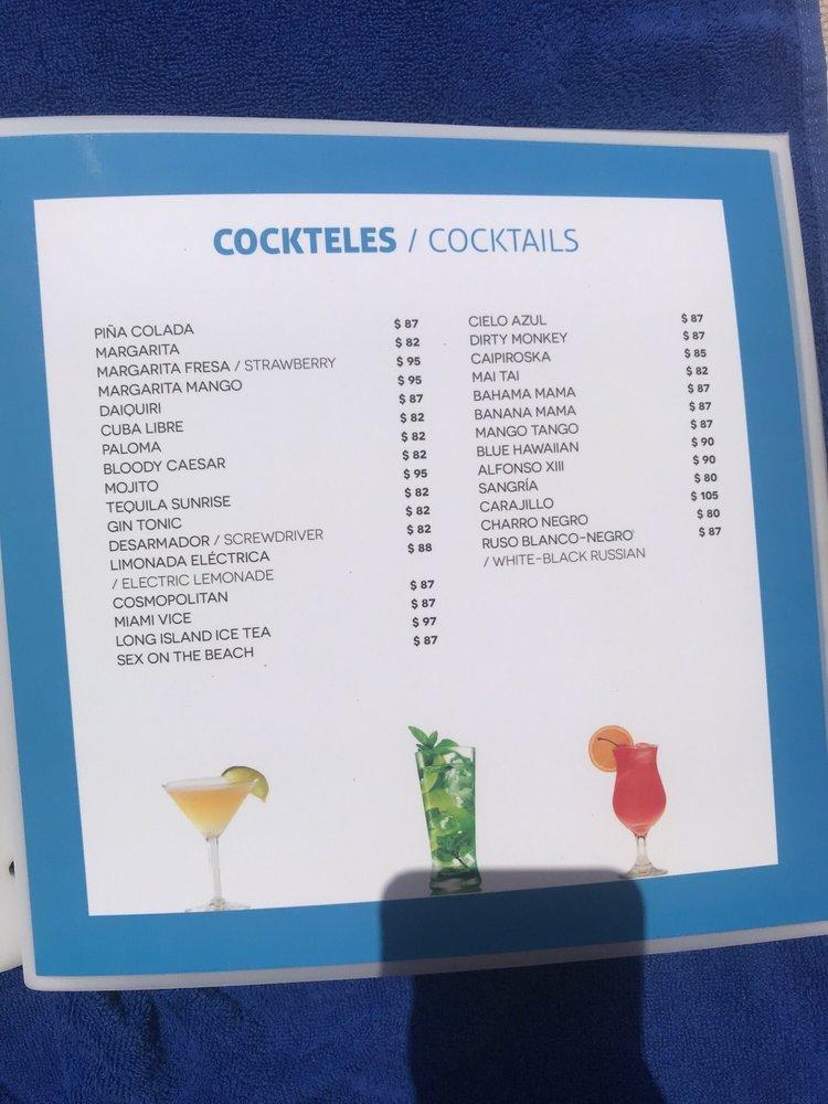 Menu at Unico Beach pub & bar, Puerto Morelos