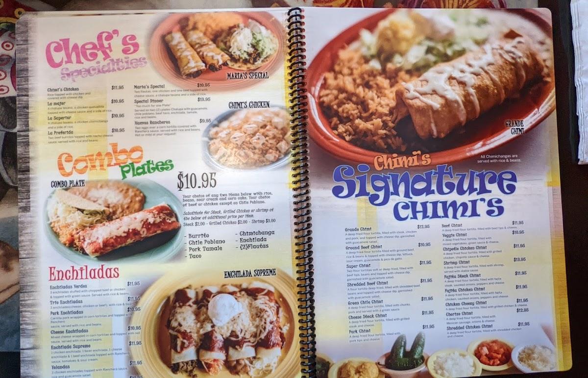 Menu at Chimi's Fresh-Mex restaurant, Bridgeton