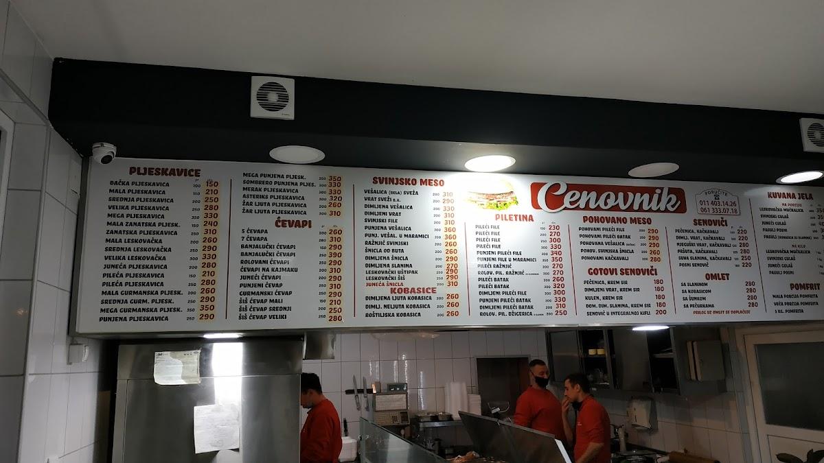 Menu at LESKO ŽAR restaurant, Belgrade, Patrisa Lumumbe 71g