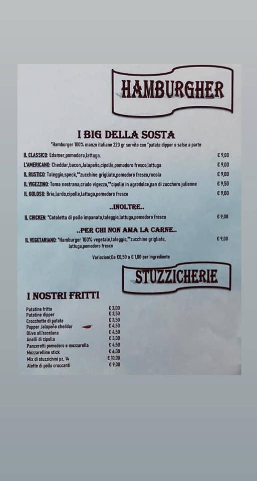 Menu at La Sosta restaurant, Malesco