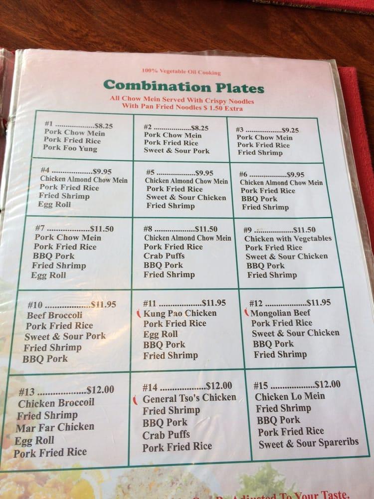 Menu at Lin's Restaurant, Tillamook