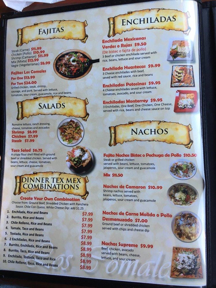 Menu at Los Comales Restaurant, Memphis, Summer Ave