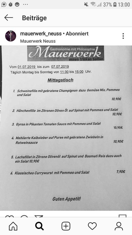 Speisekarte von Mauerwerk Mediterran restaurant, Neuss, Hamtorwall 15-17