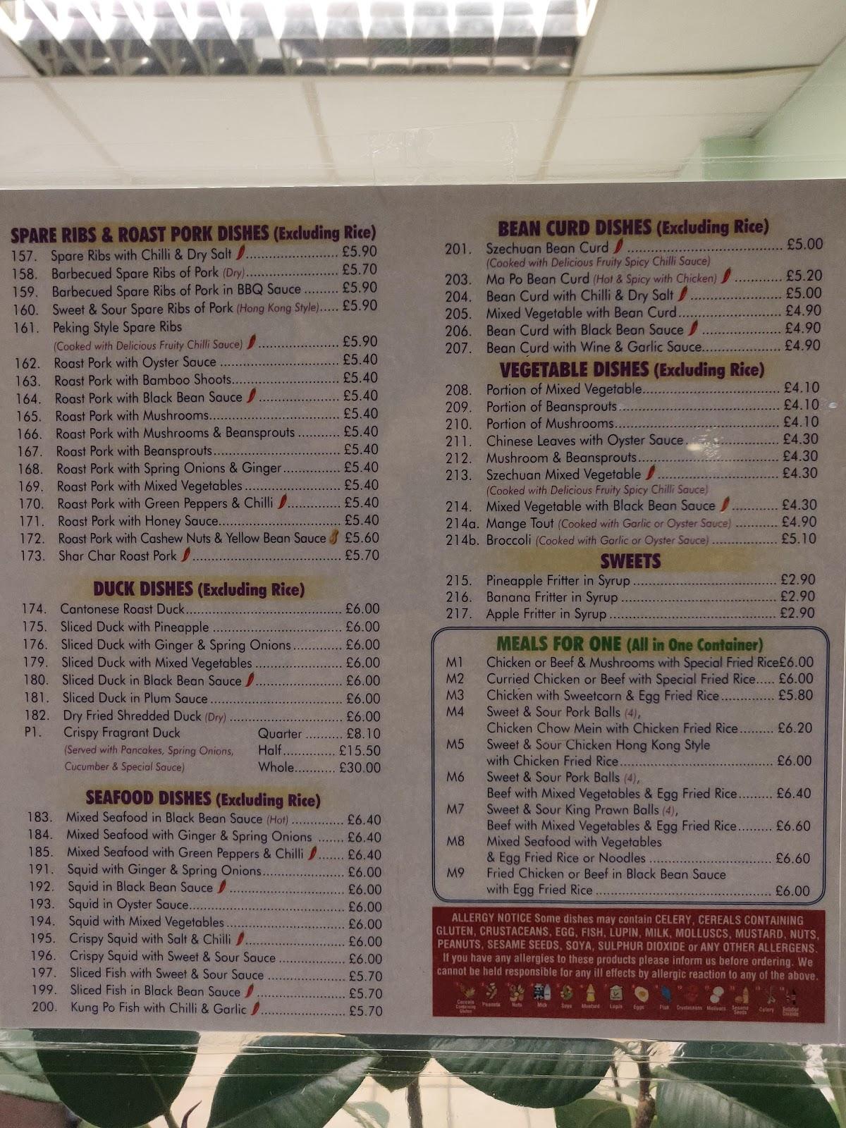 Menu at Surbiton Chinese Takeaway fast food, Surbiton