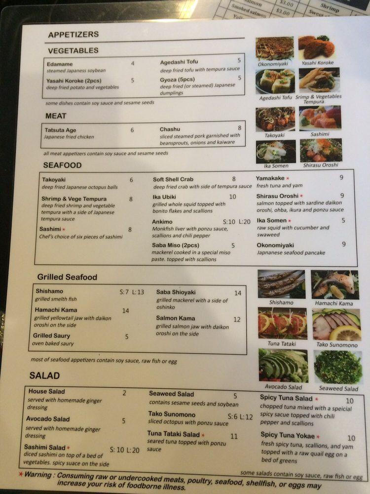 Menu at Tomo Sushi & Karaoke restaurant, Troy